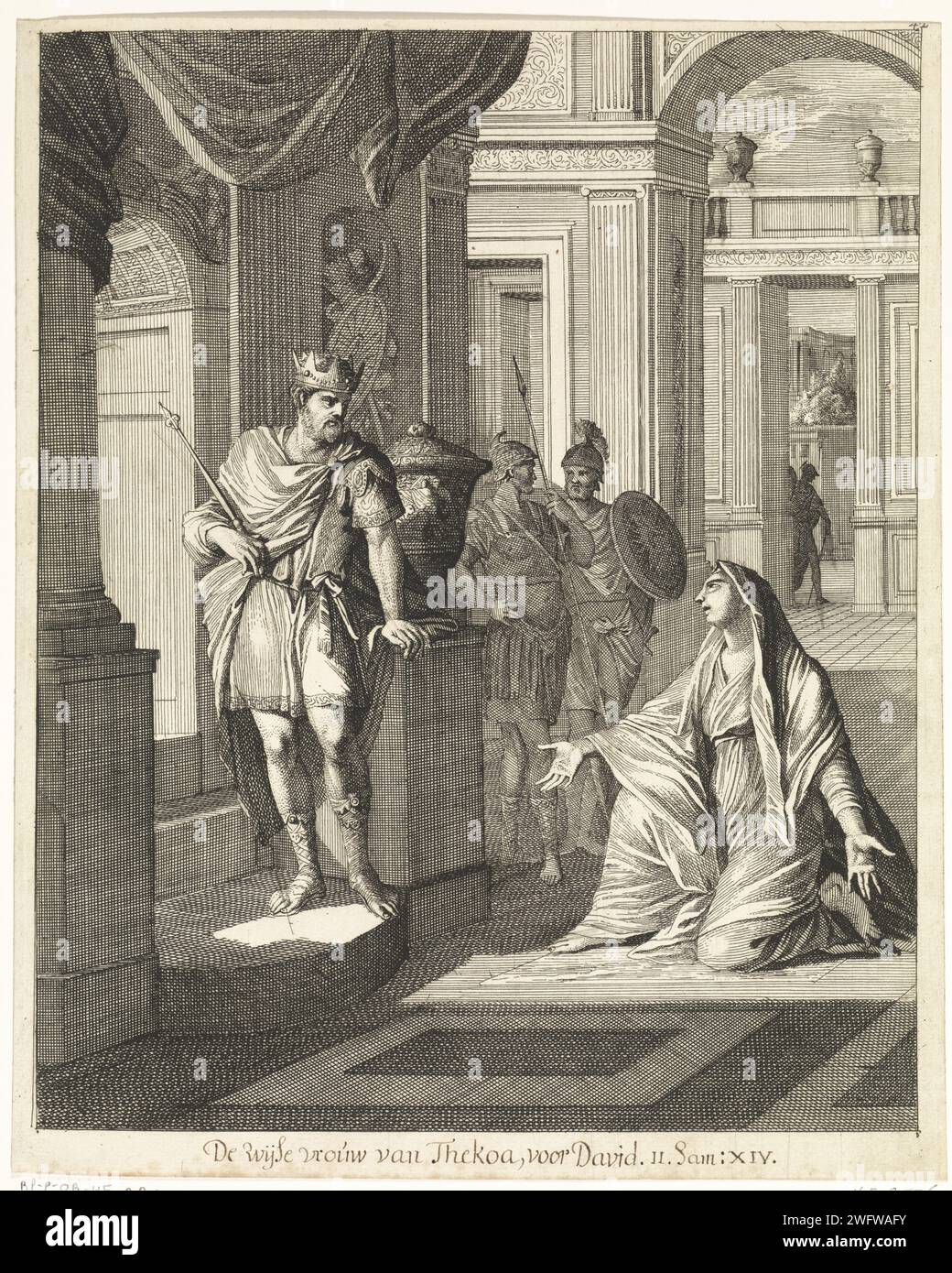 Wise woman from Tekoa in conversation with David, Caspar Luyken, 1708 ...