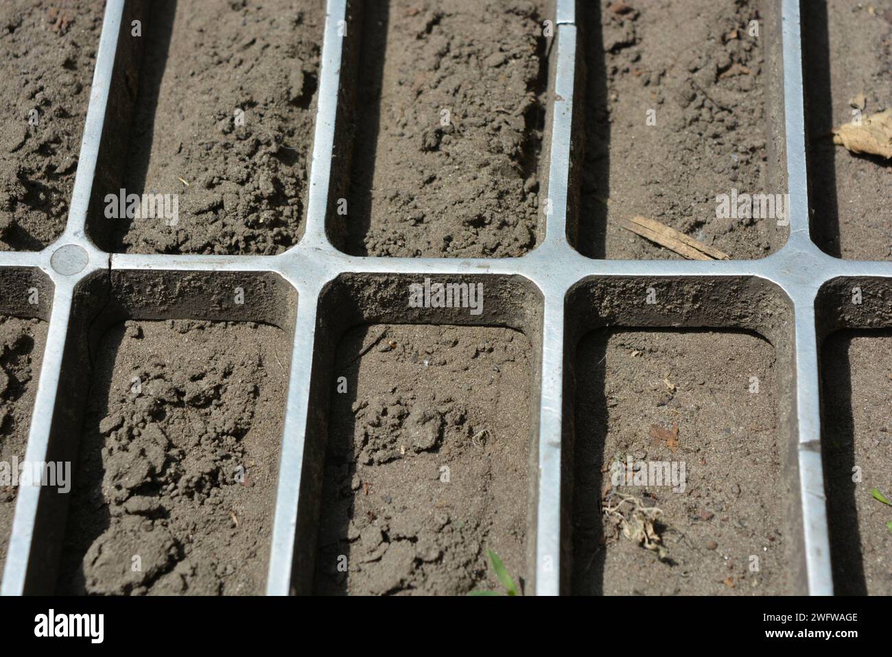 Metal grating made of natural steel, stainless steel, cast metal is ...