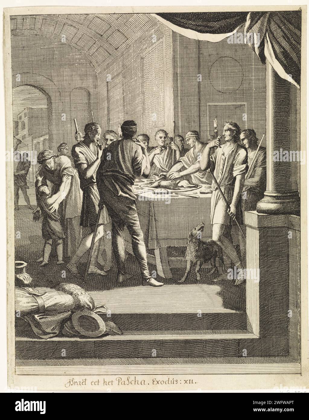 Israeliten Eating Lam, Caspar Luyken, 1708 print Amsterdam paper ...