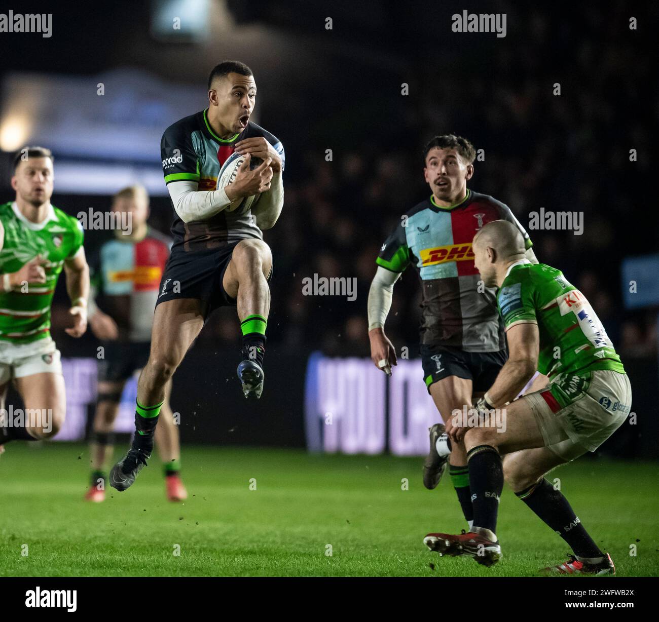 Harlequins Will Joseph and Nick David in action during Harlequins vs ...