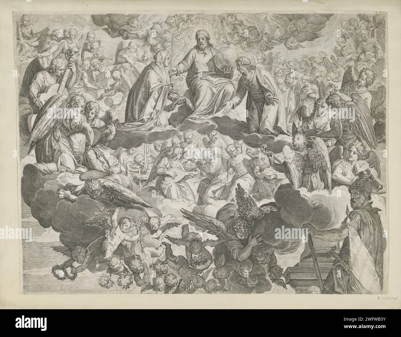 The martyrdom of the Holy Justina van Padua (upper half), Agostino ...