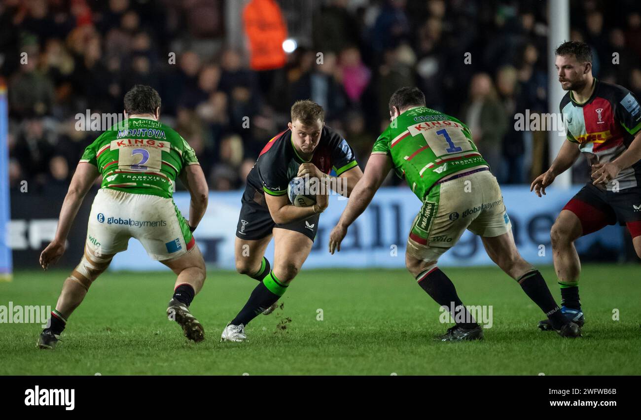 Harlequins Alex Dombrandt in action during Harlequins vs Leicester ...