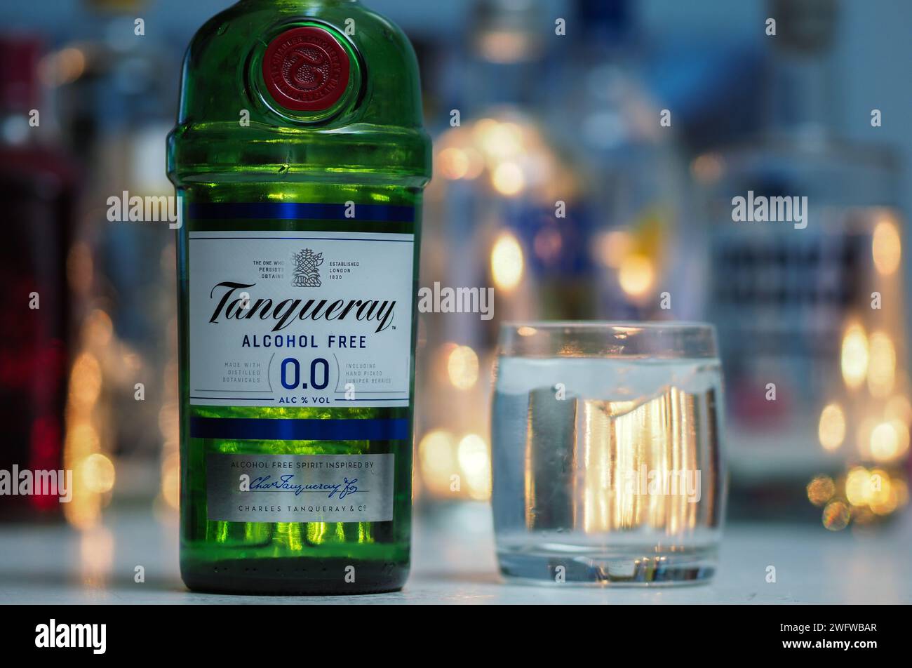 Passau, Germany - February 1, 2024: In this photoillustraition bottle ...