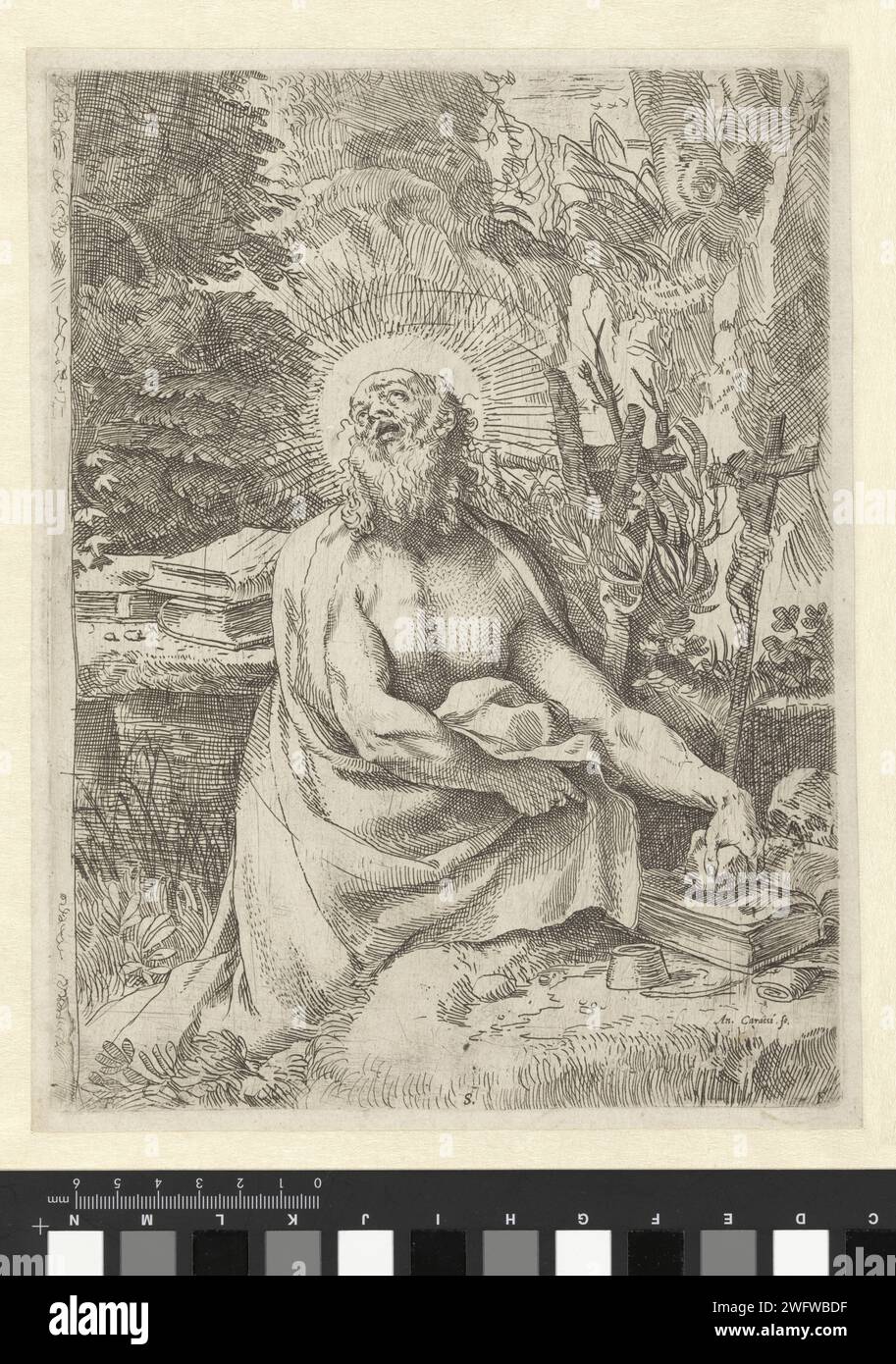 The Heilige Jerome in the Wildernis, Annibale Carracci, c. 1591 print ...