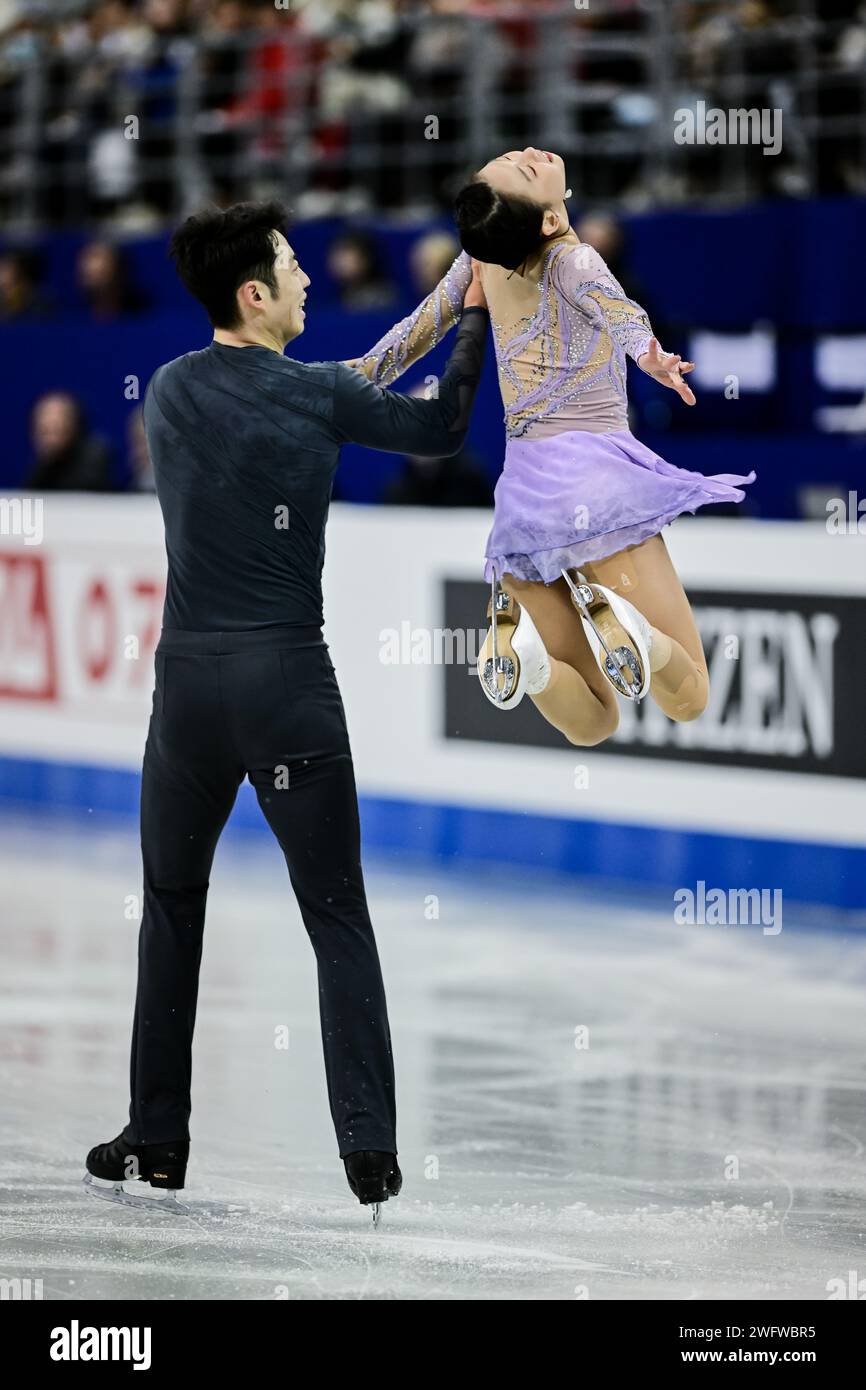 Cheng PENG & Lei WANG (CHN), during Pairs Short Program, at the ISU ...