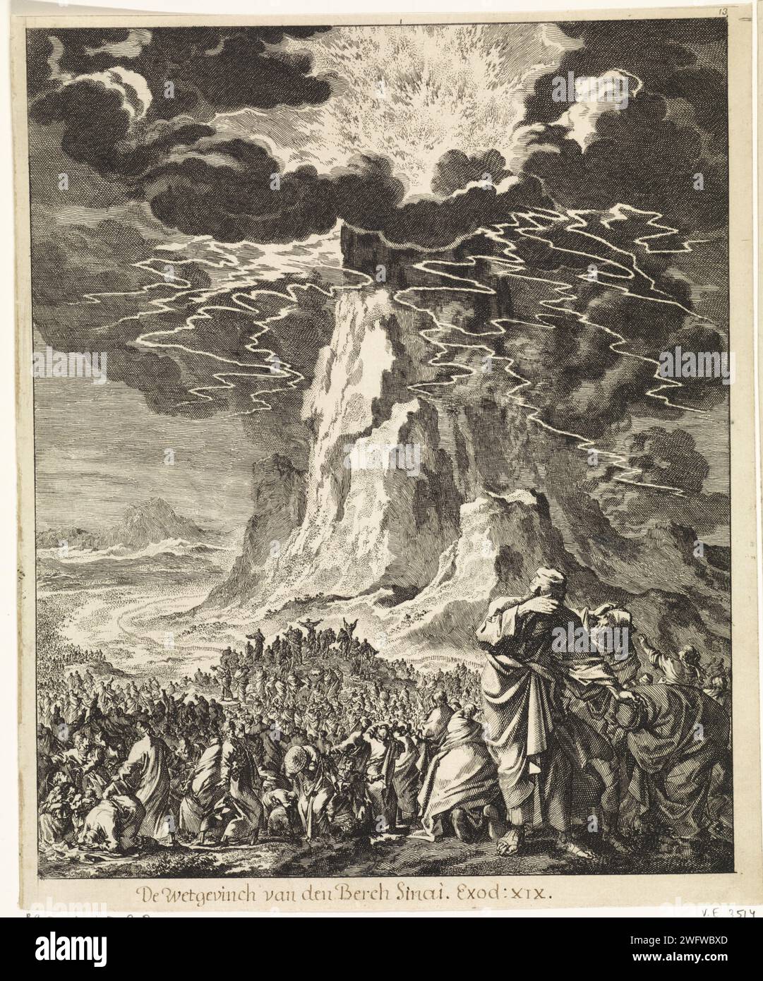 Legislation on Mount Sinai, Jan Luyken, 1708 print Amsterdam paper ...
