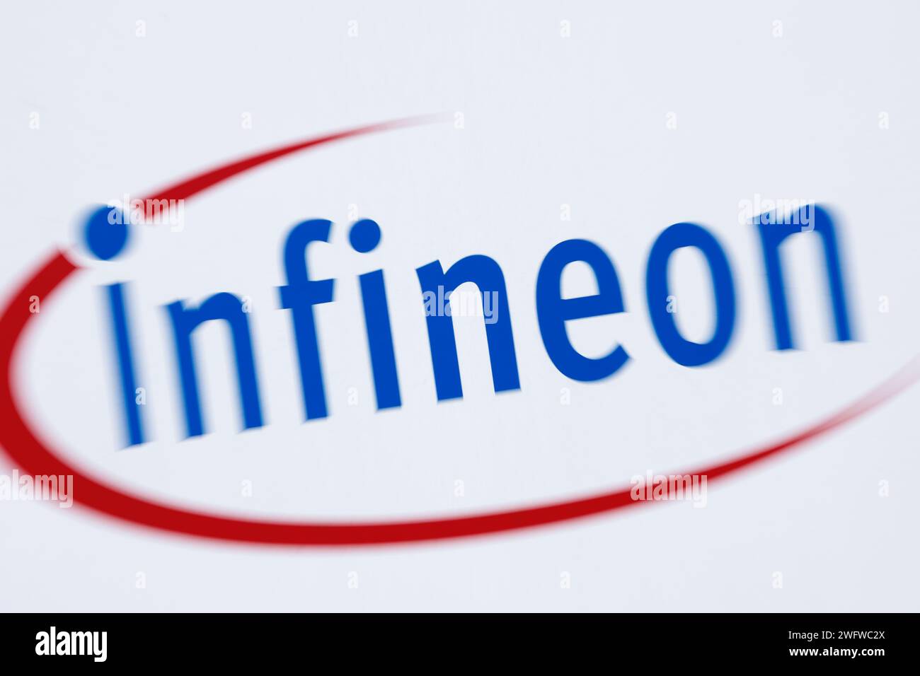 Neubiberg, Germany. 25th Jan, 2024. The Infineon logo on a pillar at ...