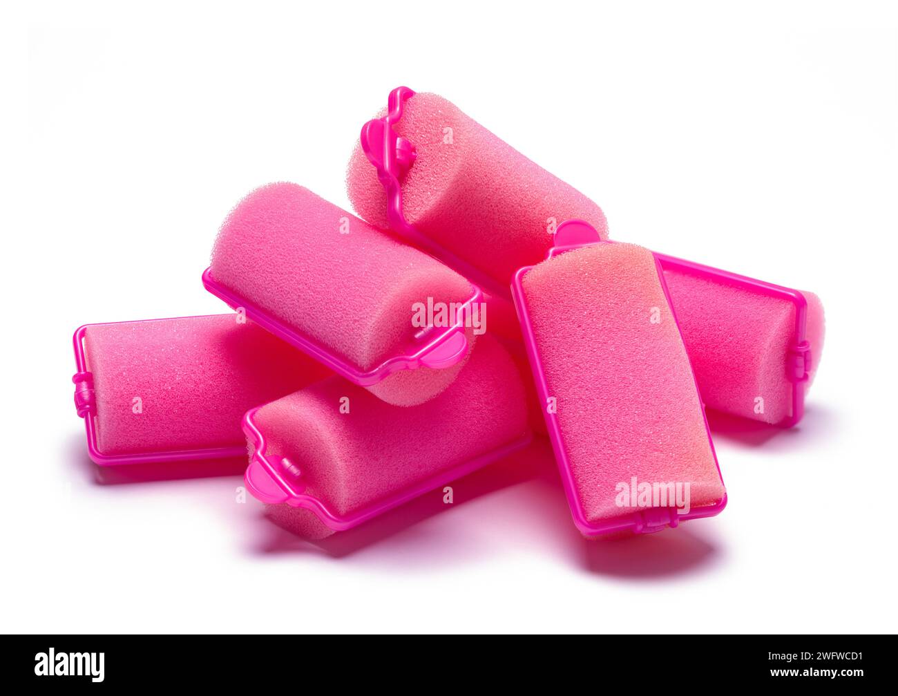 Pink Curler Pile Cut Out on White Stock Photo - Alamy