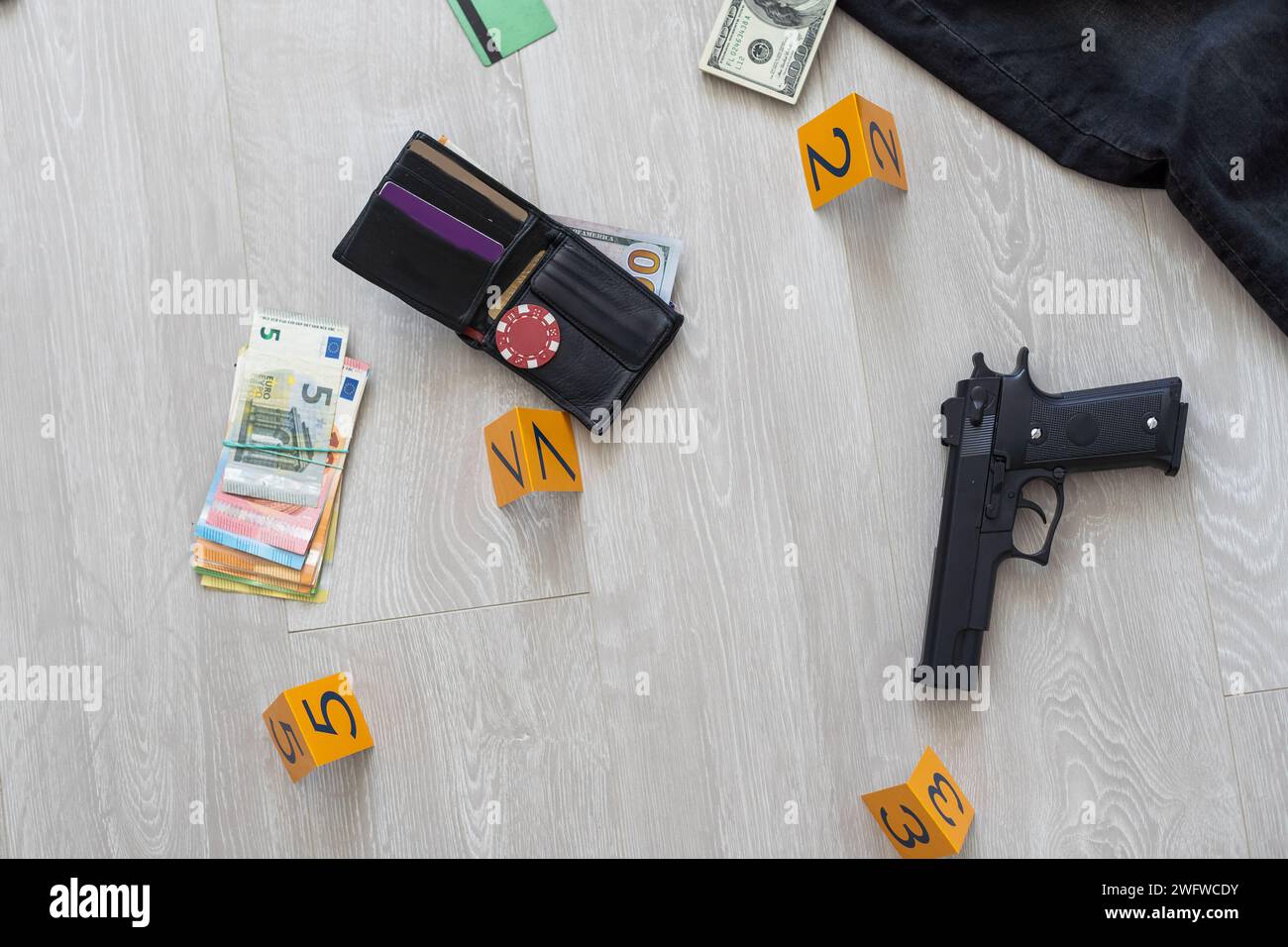 Evidence Chain of Custody Labels and brown paper bag with fingerprints ...