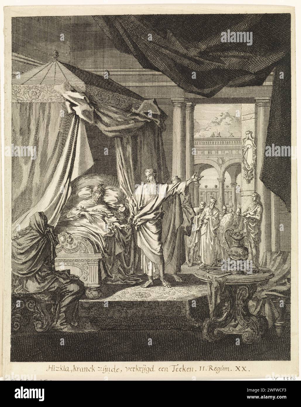 Shadow put back for Hizkia, Jan Luyken, 1708 print Amsterdam paper ...