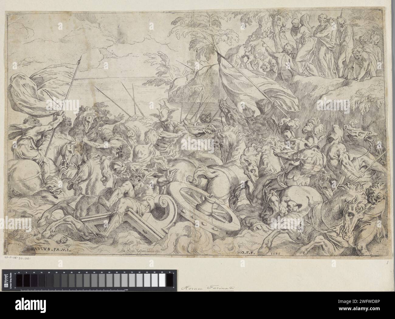 Dortocht door de rode zee, afternoon, after Paolo Farm, 1593 - 1595 ...