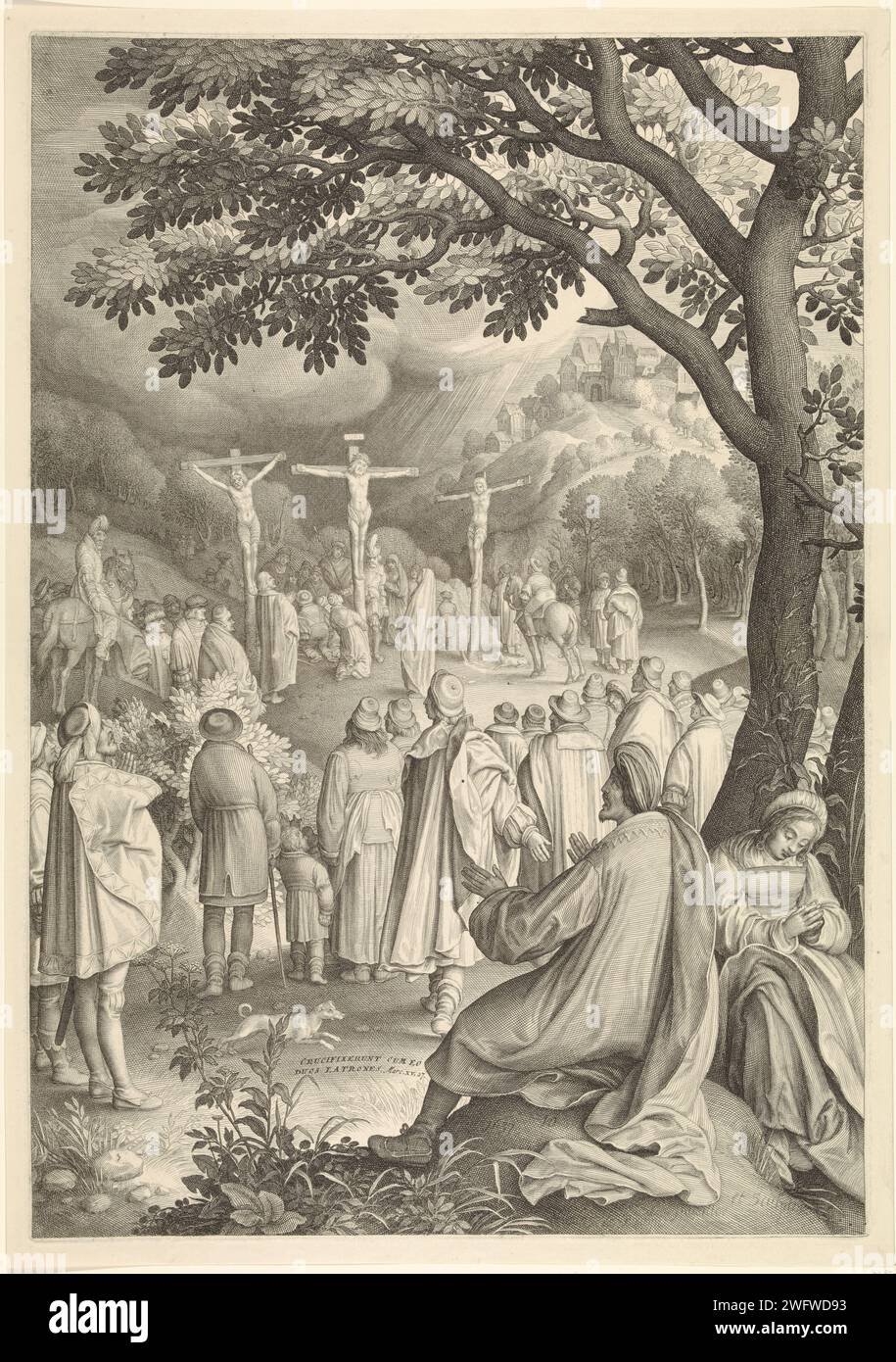 Christ on the Cross, Nicolaes de Bruyn, 1637 print The cross -death of Christ on Mount Golgota ...