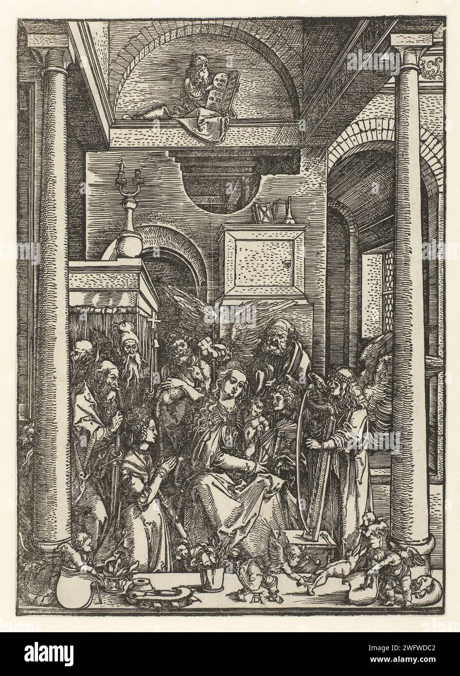 Glorification of Maria, Albrecht Dürer, 1500 - 1504 print Maria is in a ...
