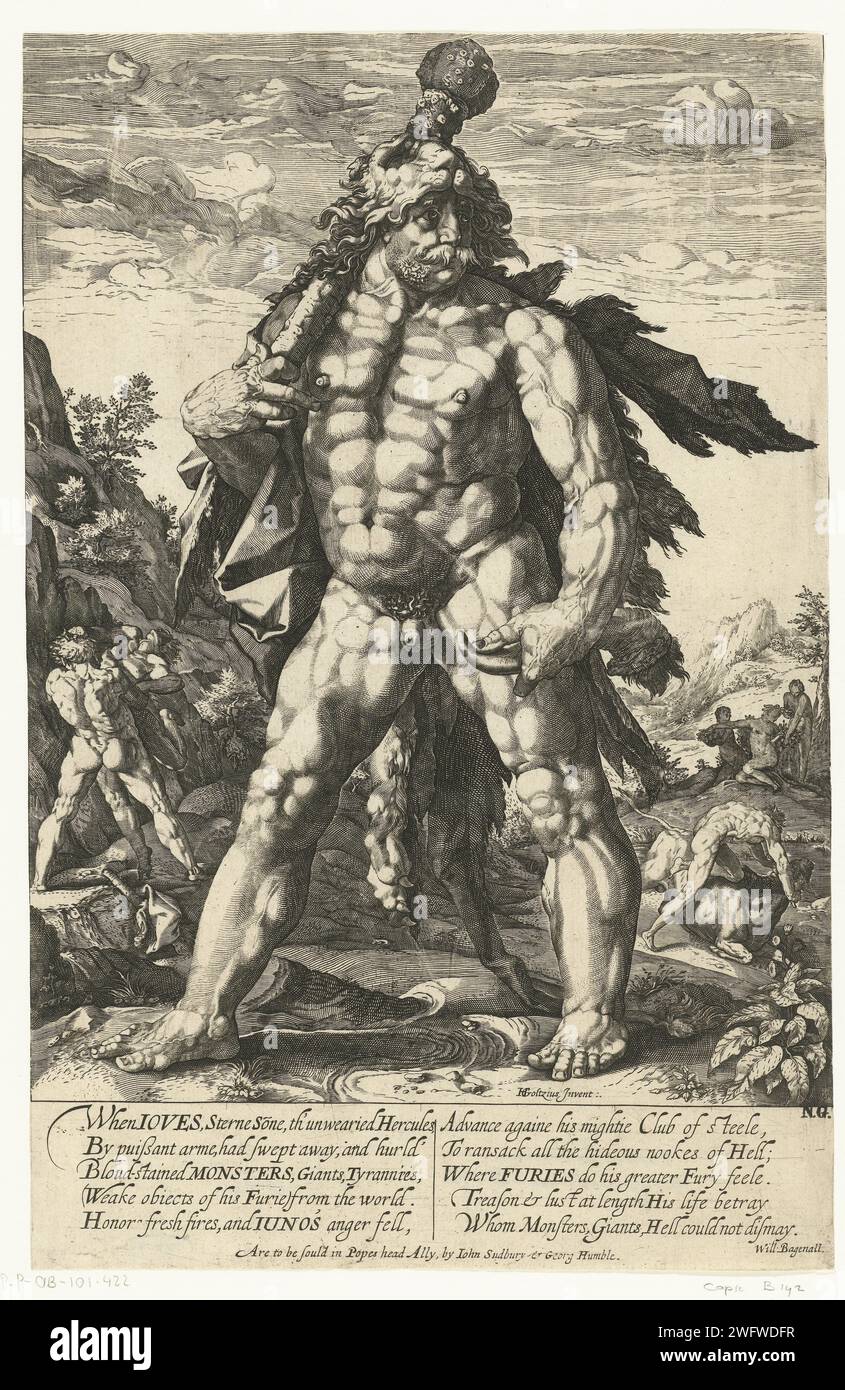 De Grote Hercules, 1600 - 1650 print Hercules with lion skin on the ...