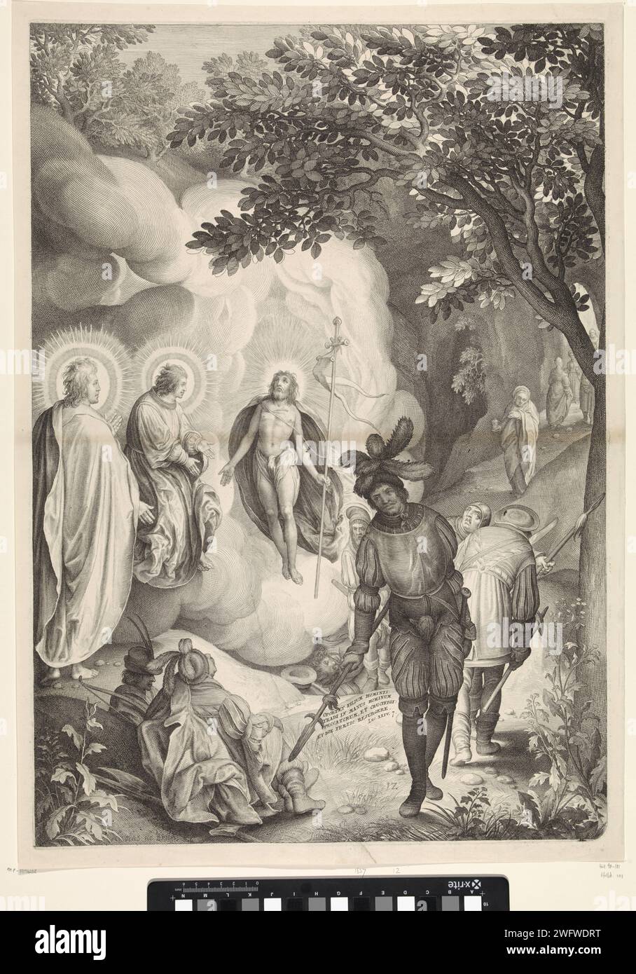 Resurrection of Christ, Nicolaes de Bruyn, 1637 print Christ rises from ...