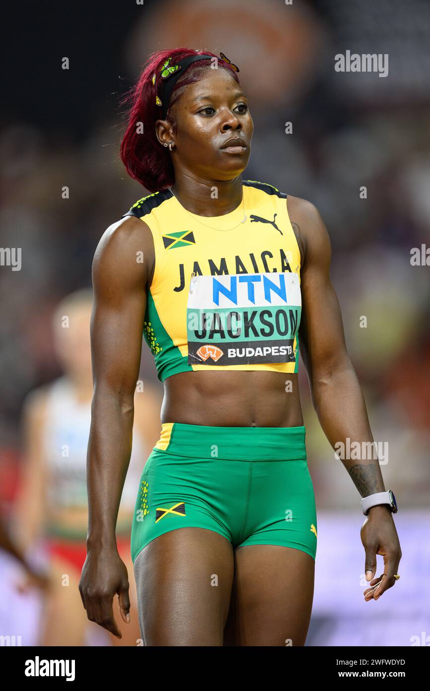 Shericka JACKSON participating in the 100 meters at the World Athletics ...
