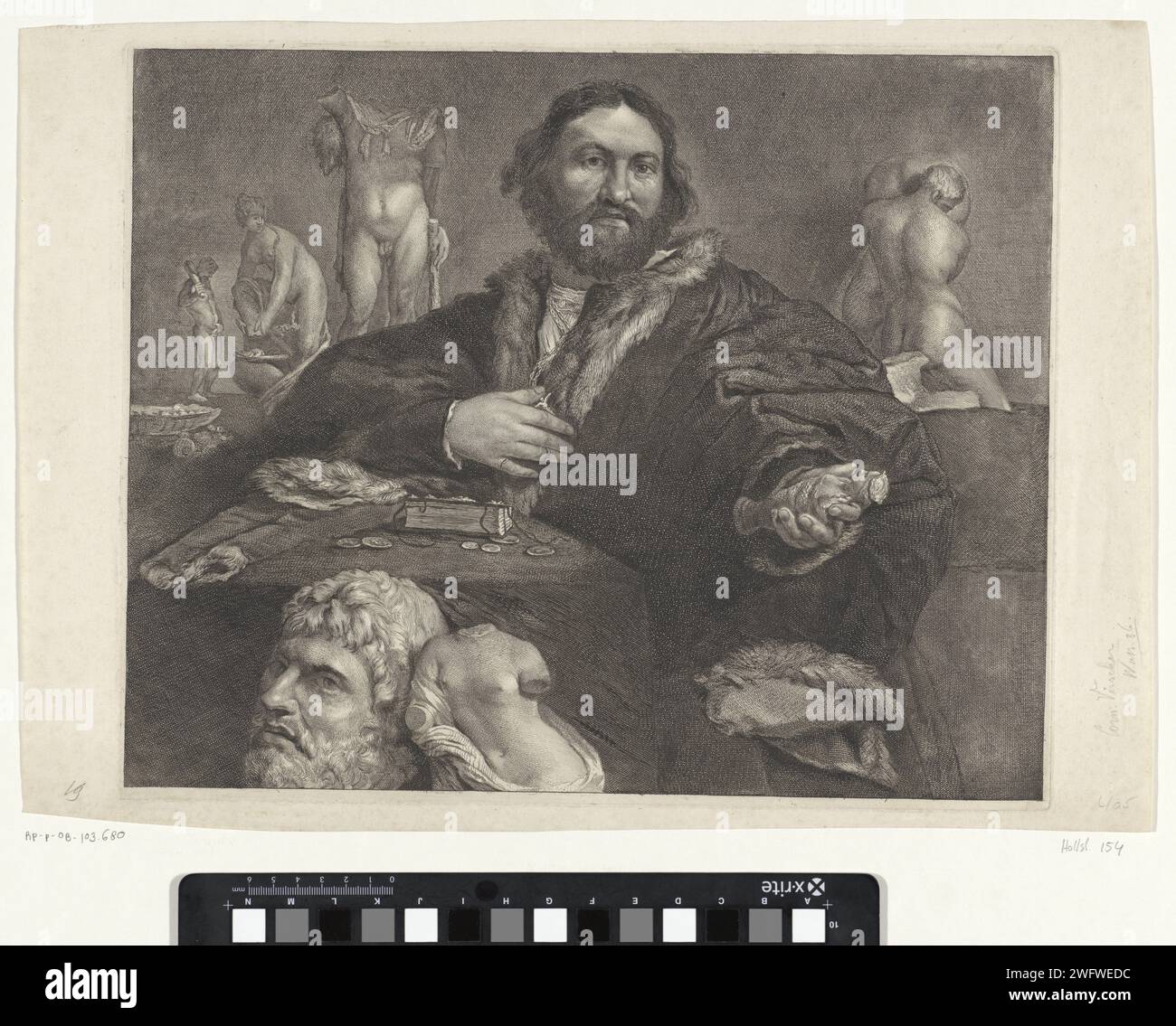 Portrait of Andrea Odoni, Cornelis Visscher (II), After Lorenzo Lotto ...