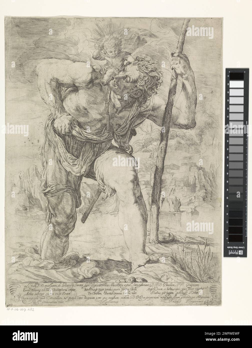 The Holy Christoffel with Christ child on shoulder, 1588 - 1616 print ...