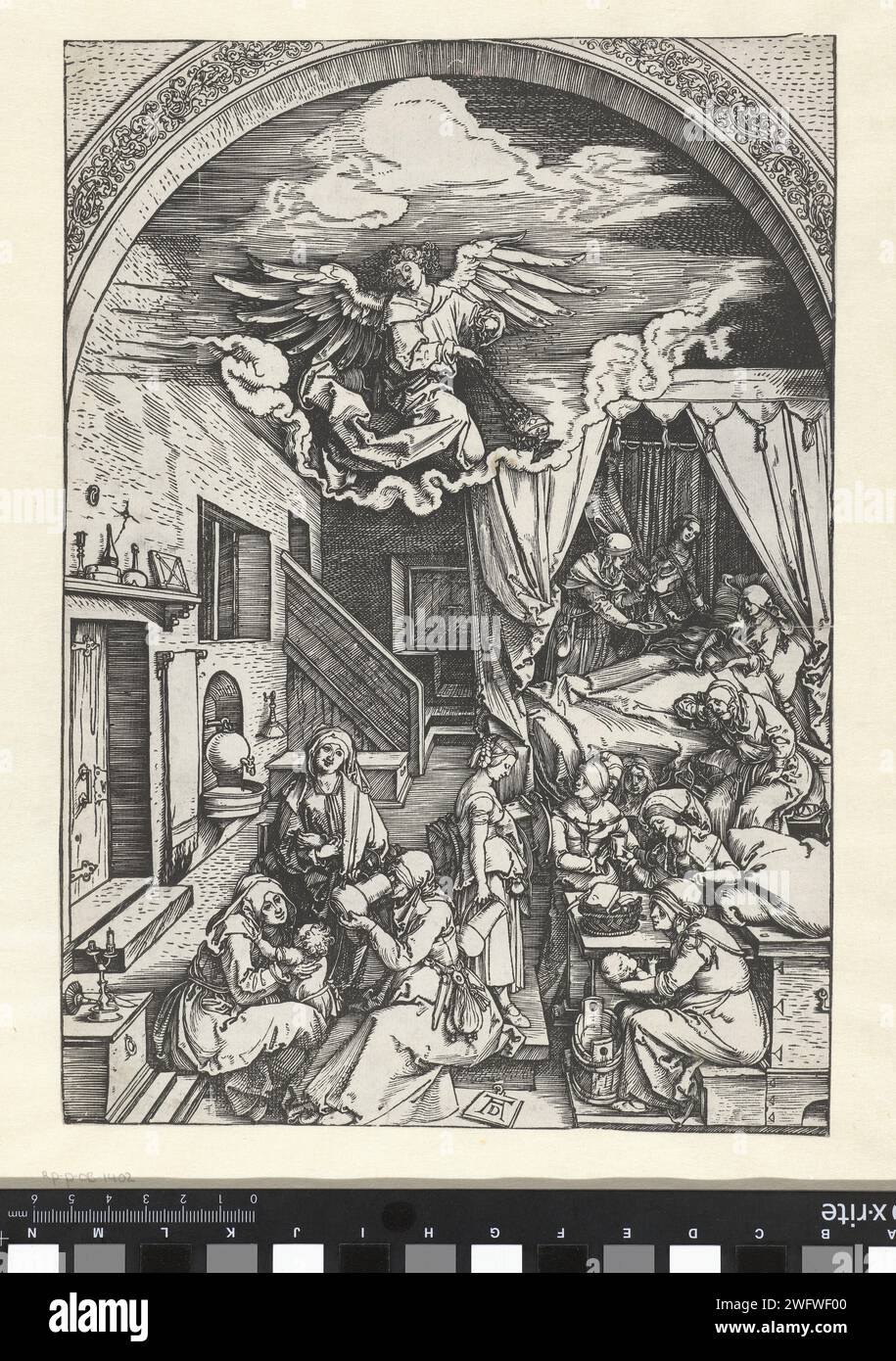 The birth of Maria, Albrecht Dürer, 1501 - 1505 print On the right in ...