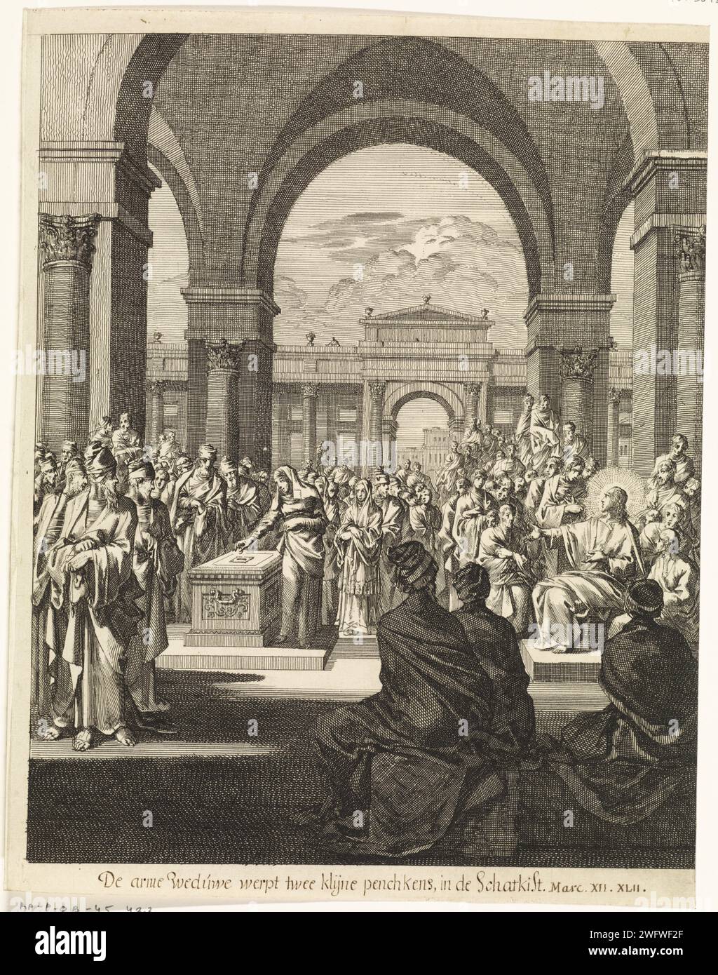 Generosity of the poor widow, Jan Luyken, 1708 print Amsterdam paper ...