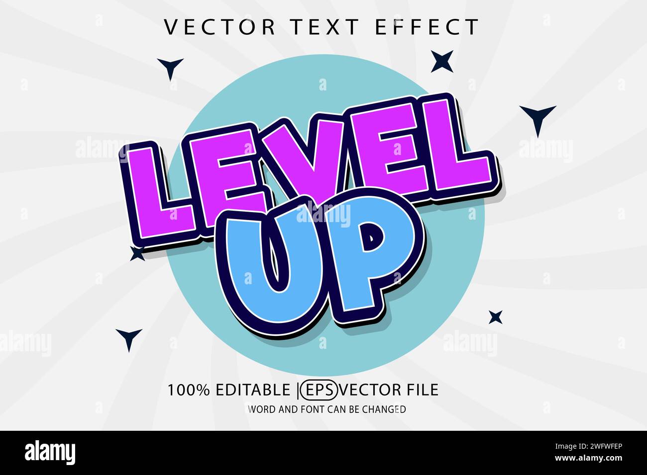 Level up, Editable text effect Level Up 3d cartoon template Stock ...