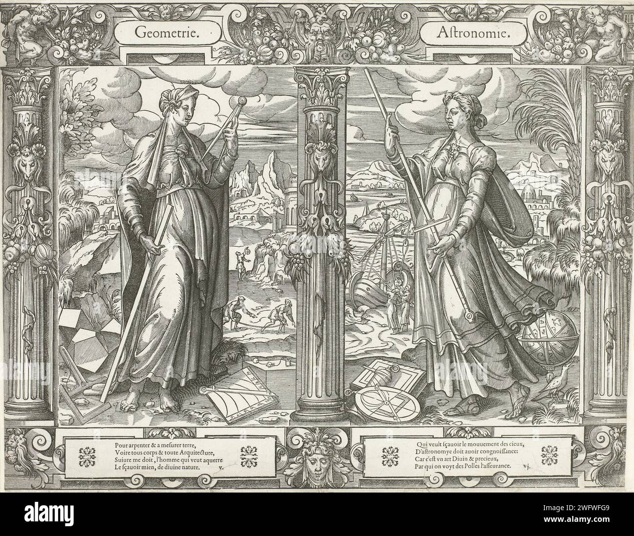 Geometry in Astronomy, Marin Bonnemer, 1563 - 1573 print Paris paper ...