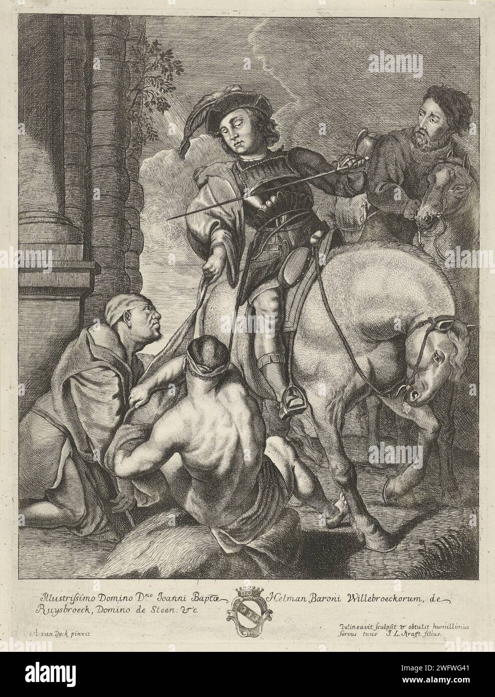 Holy Martinus shares his cloak with a beggar, Jan Lauwryn Krafft (I ...