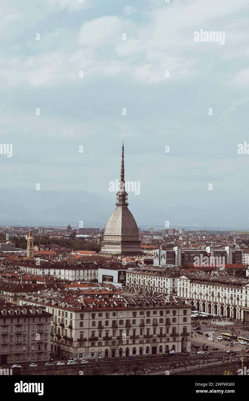 viewpoint with panoramic views of the center of Turin in Italy on May 8 ...