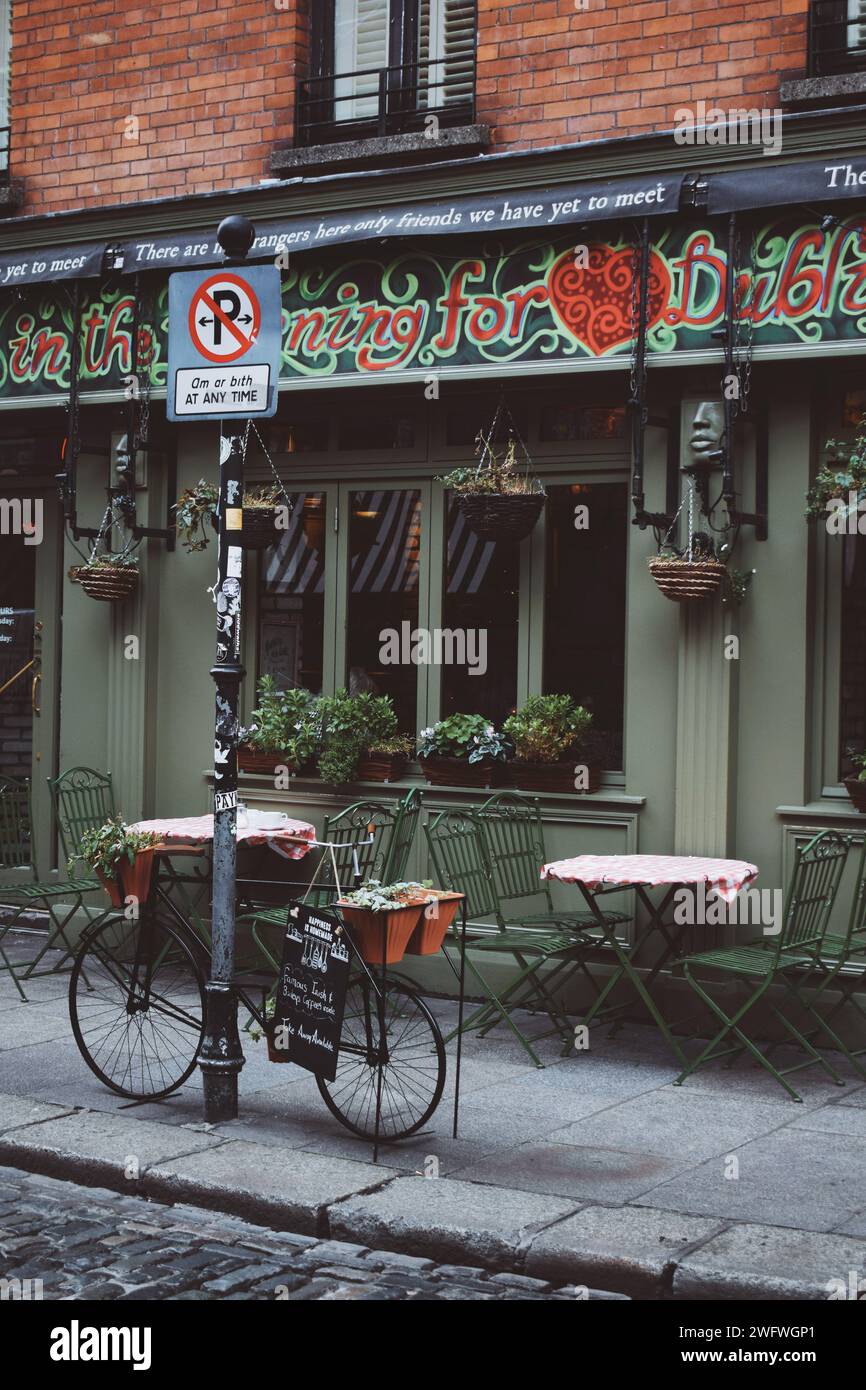 terrace of a local in the center of Dublin in Ireland on November 20 ...