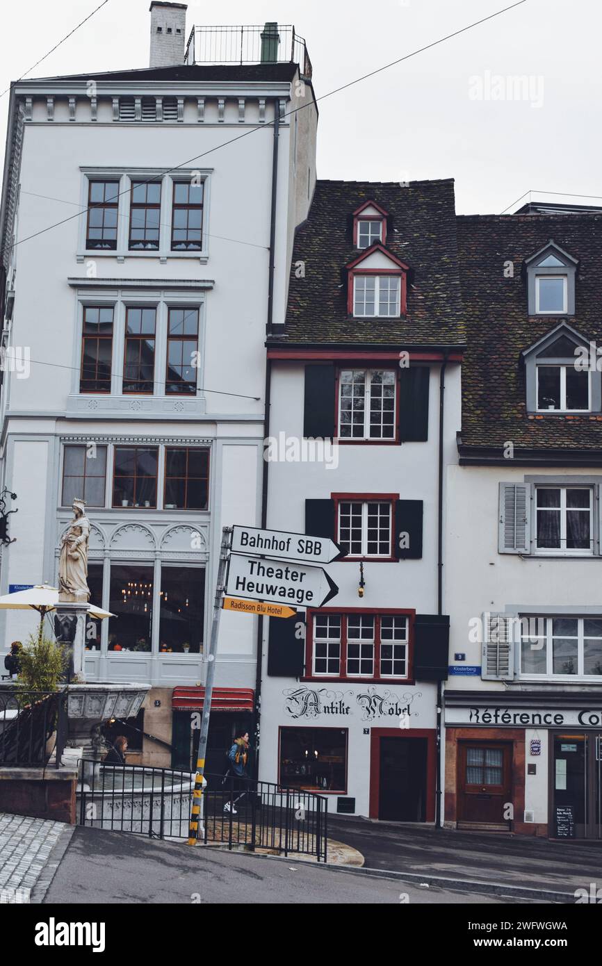 Linear of houses in Basel in Switzerland on November 18, 2019 Stock ...