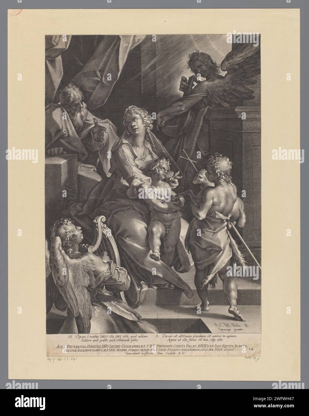 Holy family with John the Baptist and two angels, Lucas Kilian, After ...