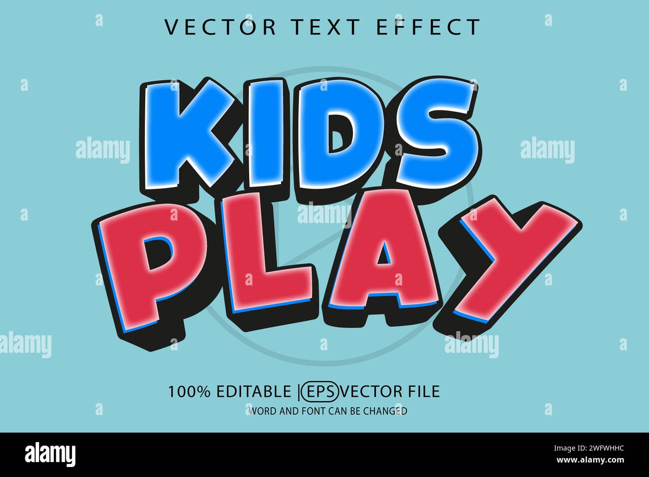 Kids Play, Editable text effect Level Up 3d cartoon template Stock ...