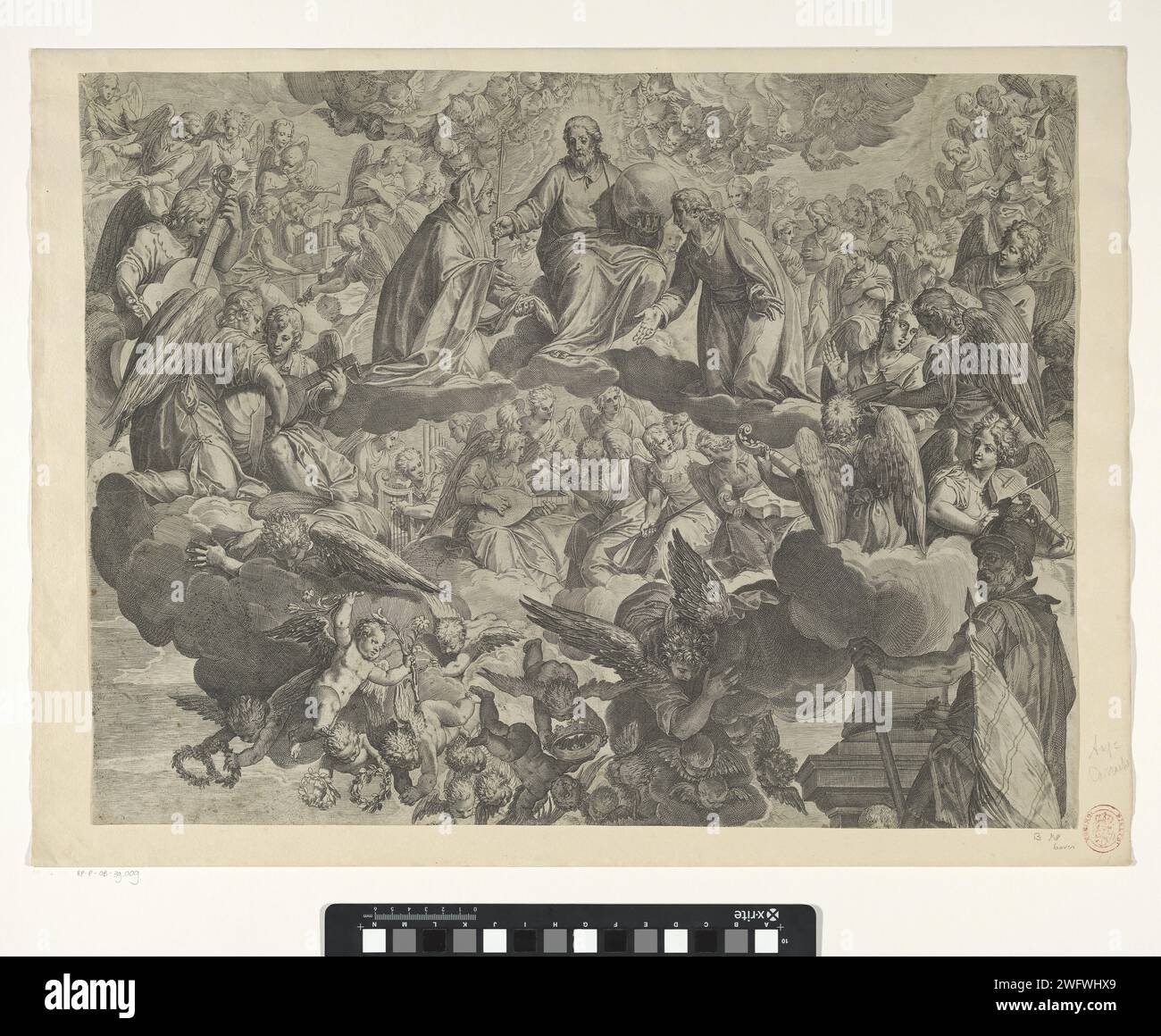 The martyrdom of the Holy Justina van Padua (upper half), Agostino ...