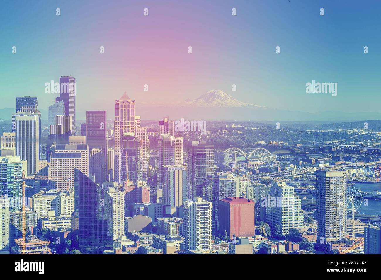SEATTLE, WA - JULY 28, 2017: View of downtown Seattle from the iconic ...