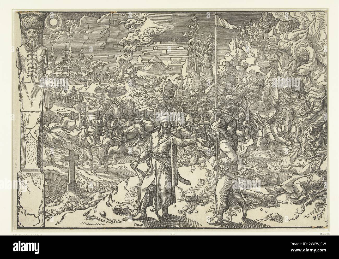 Soldiers around a campfire, Pieter Coecke van Aelst (I), 1553 print ...