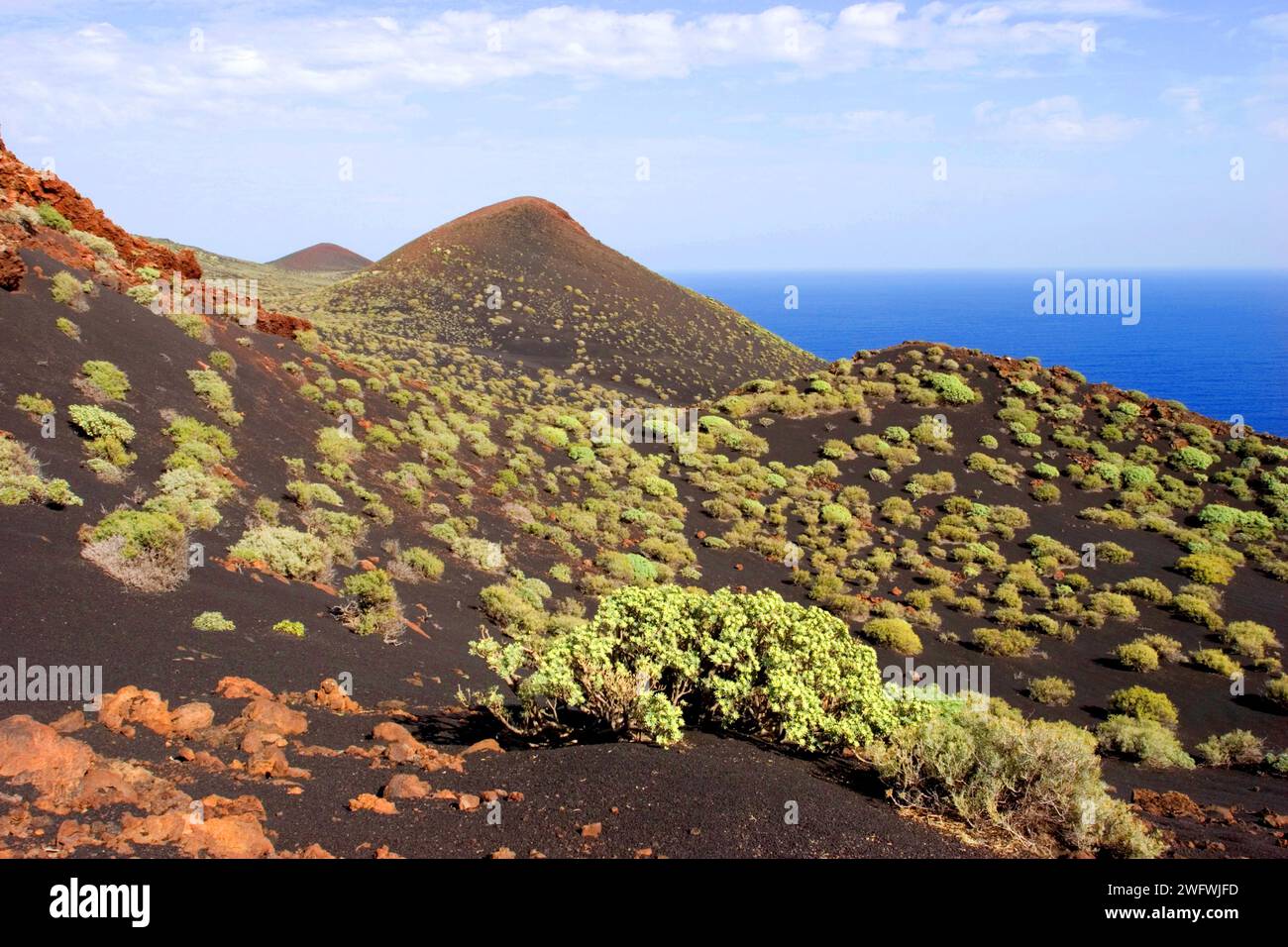 The foothills of the Teneguia volcano at the southern tip of the island ...