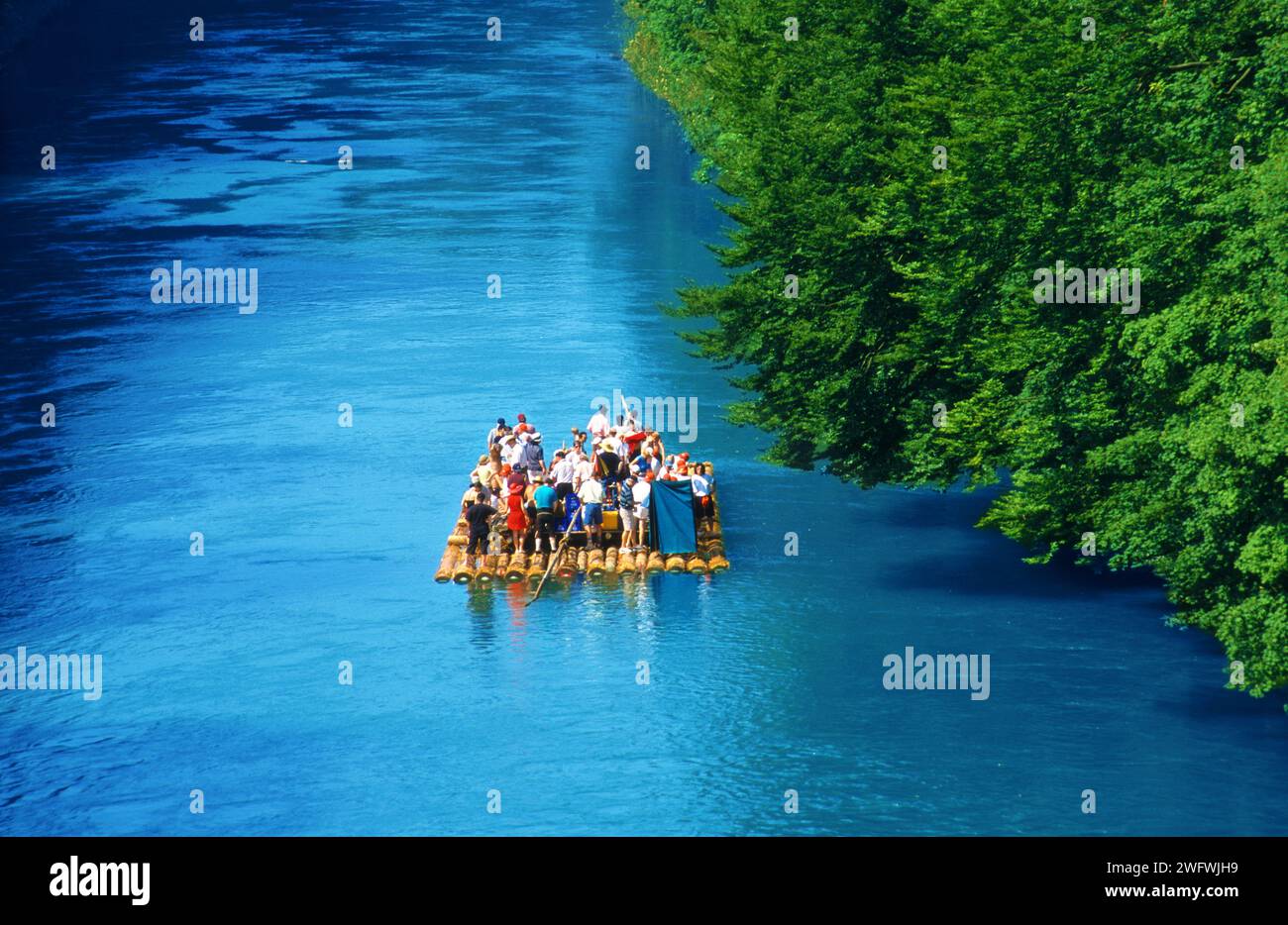 wooden raft on the Isar near Munich, Bavaria, Germany, Europe Stock ...