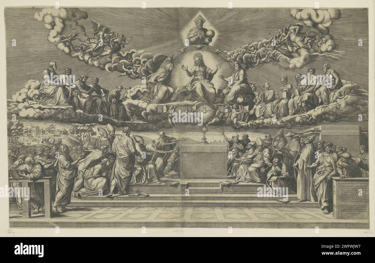 Dispuut about the Holy Sacrament, 1552 print Rafaël's fresco in the ...