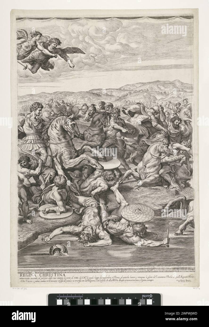Battle of the Milvian bridge (right center leaf), Pietro Aquila, After Giulio Romano, After ...