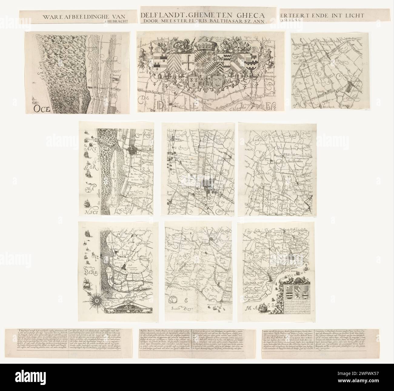 Map of Delfland, 1612 print Map of Delfland. Upstairs in the middle the ...