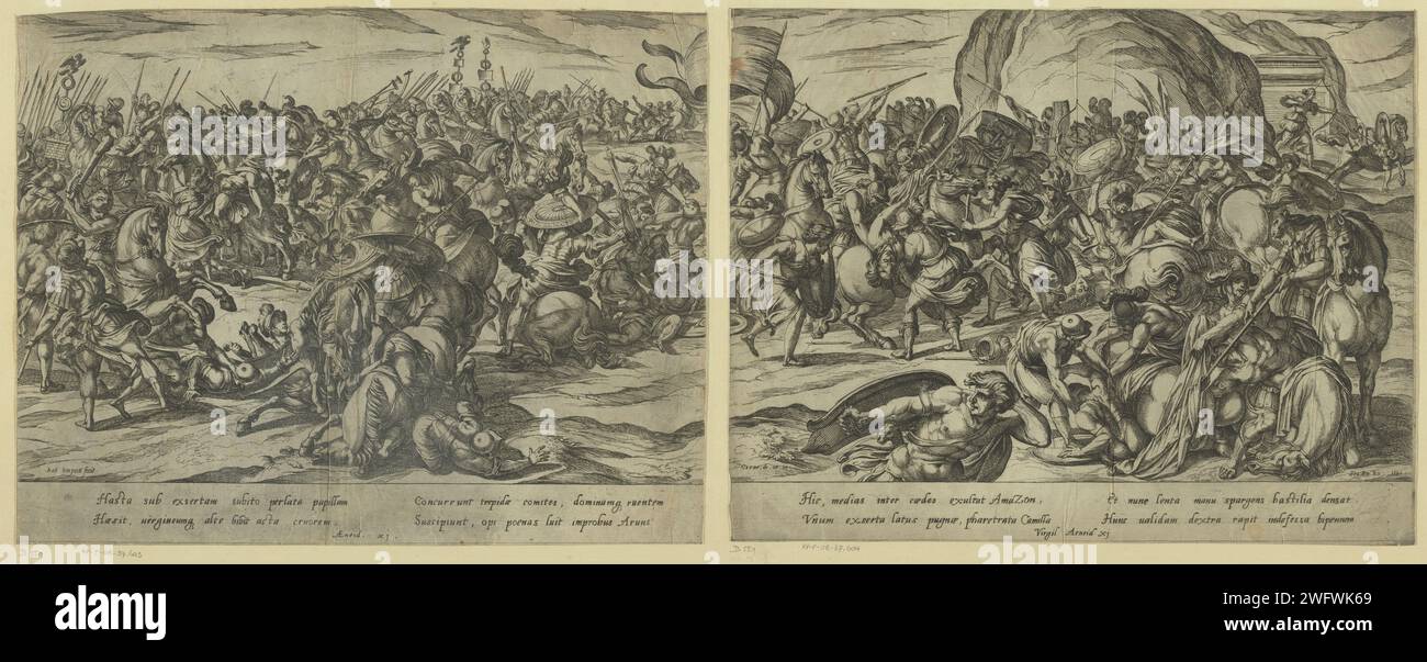 Camillus's death in the battle between Greeks and Romans, 1591 print ...