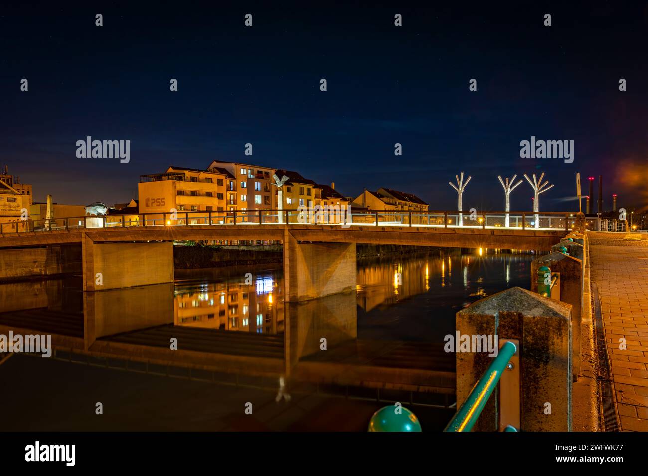 River Becva in winter without snow color evening in Prerov CZ 01 24 ...
