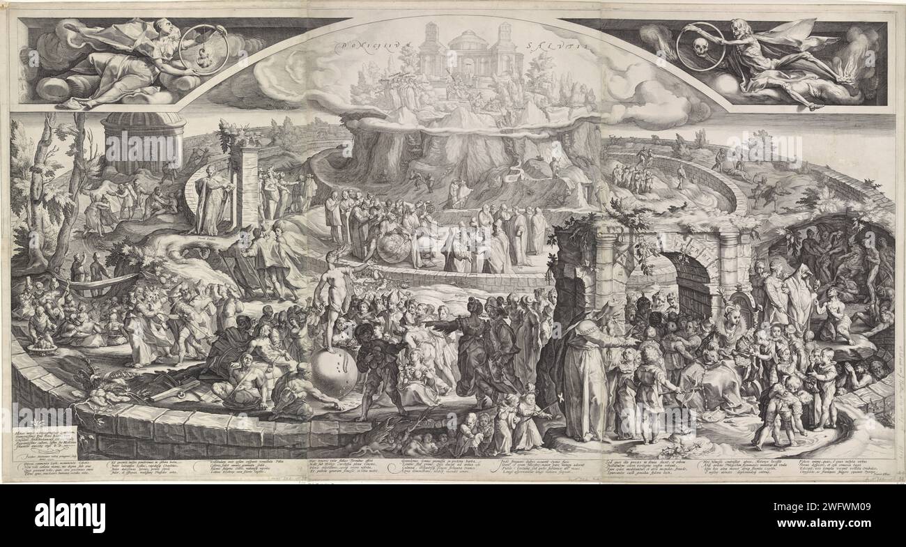 Tabula Cebetis, Jacob Matham, after Hendrick Goltzius, 1592 print Cebes table. Allegorical ...