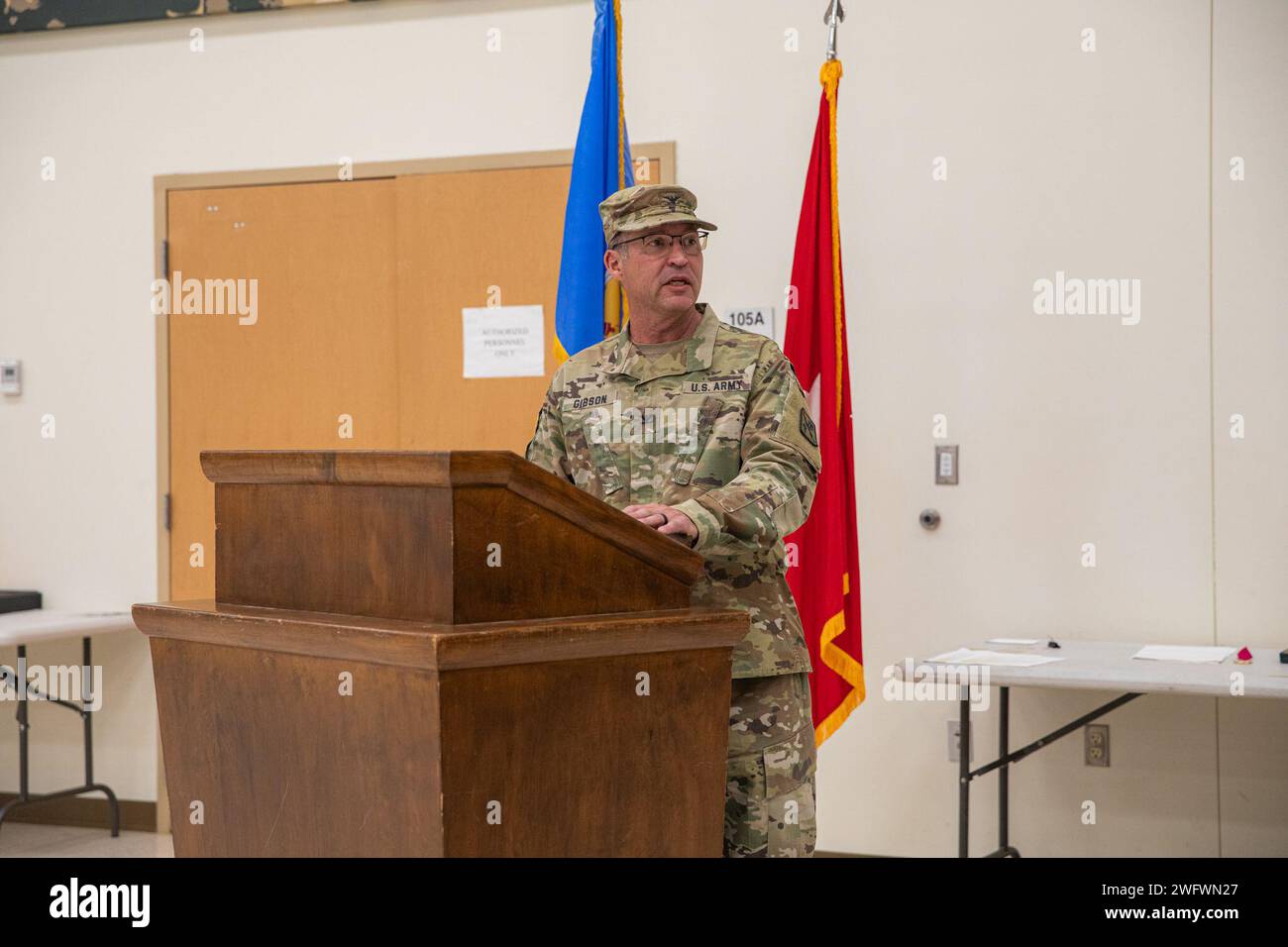 Col. Thomas Gibson, outgoing commander of the 45th Field Artillery ...