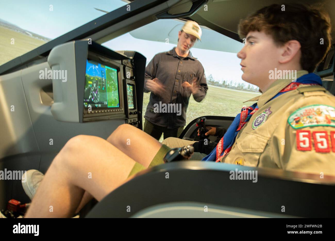 Aiden Abrahams with the Niceville Scouts BSA Troop 553, sits in the ...