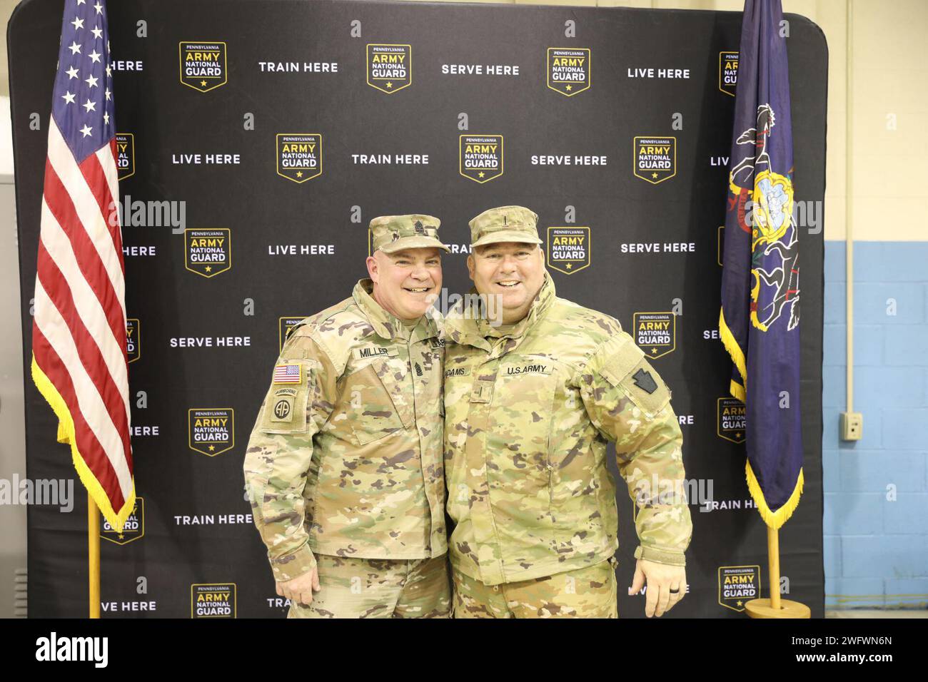 U.S. Army Command Sgt. Maj. Guy Miller, left, senior noncommissioned ...