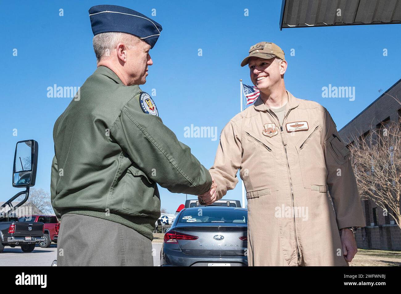 U.S. Air Force Lt. Gen. Alexus Grynkewich, right, commander of Ninth ...