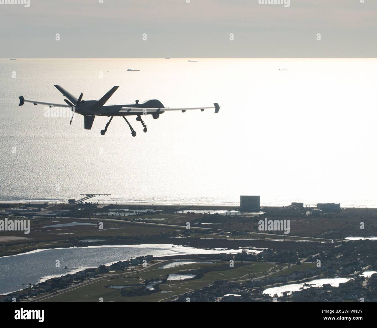 A 147th Attack Wing MQ-9 Reaper flys over Galveston, Texas on January ...
