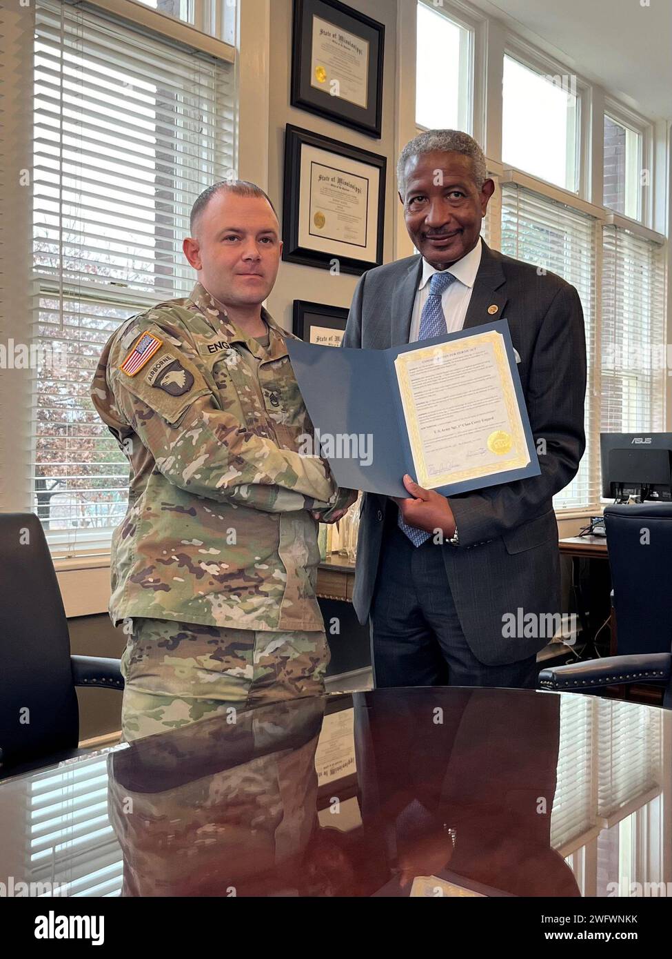 LAUREL, Miss--- Sgt. 1st Class Corey Engard was honored by the City of ...