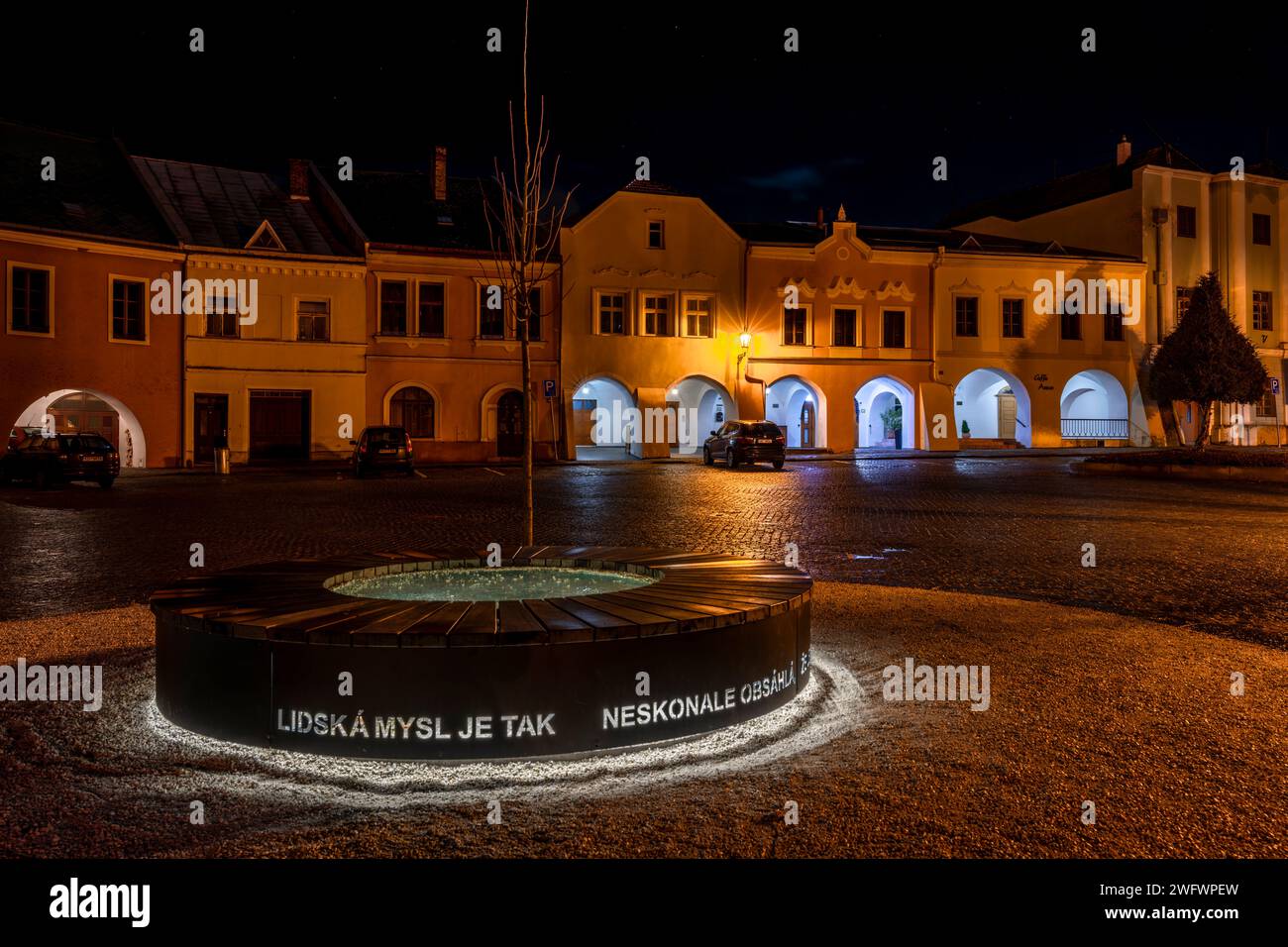 Top square in winter without snow color evening in Prerov CZ 01 24 2024 ...